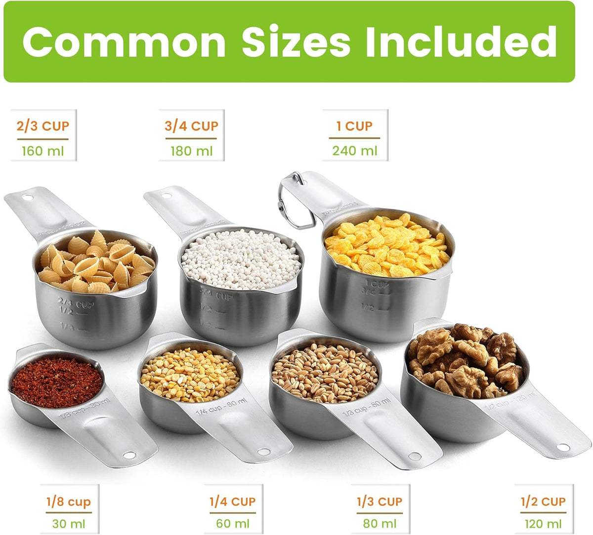 Spring Chef Stainless Steel Measuring Cups, Set of 7