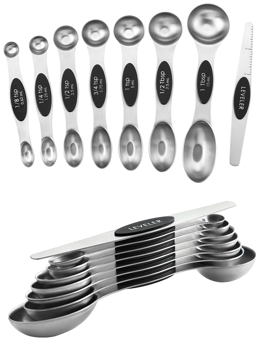 Spring Chef Magnetic Measuring Spoons Set, Dual Sided, Stainless Steel