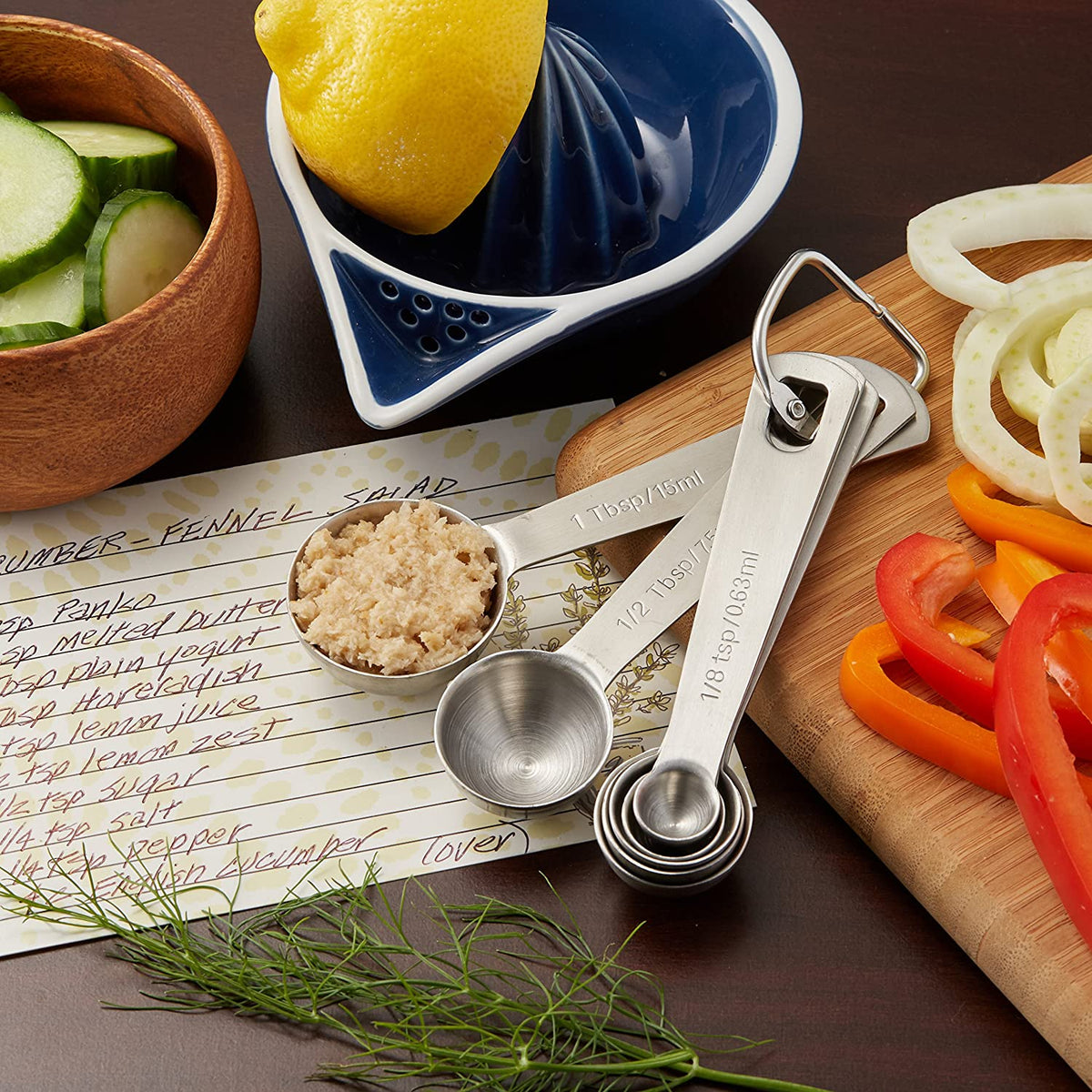 Spring Chef Measuring Spoons, Heavy Duty Round Stainless Steel Metal,